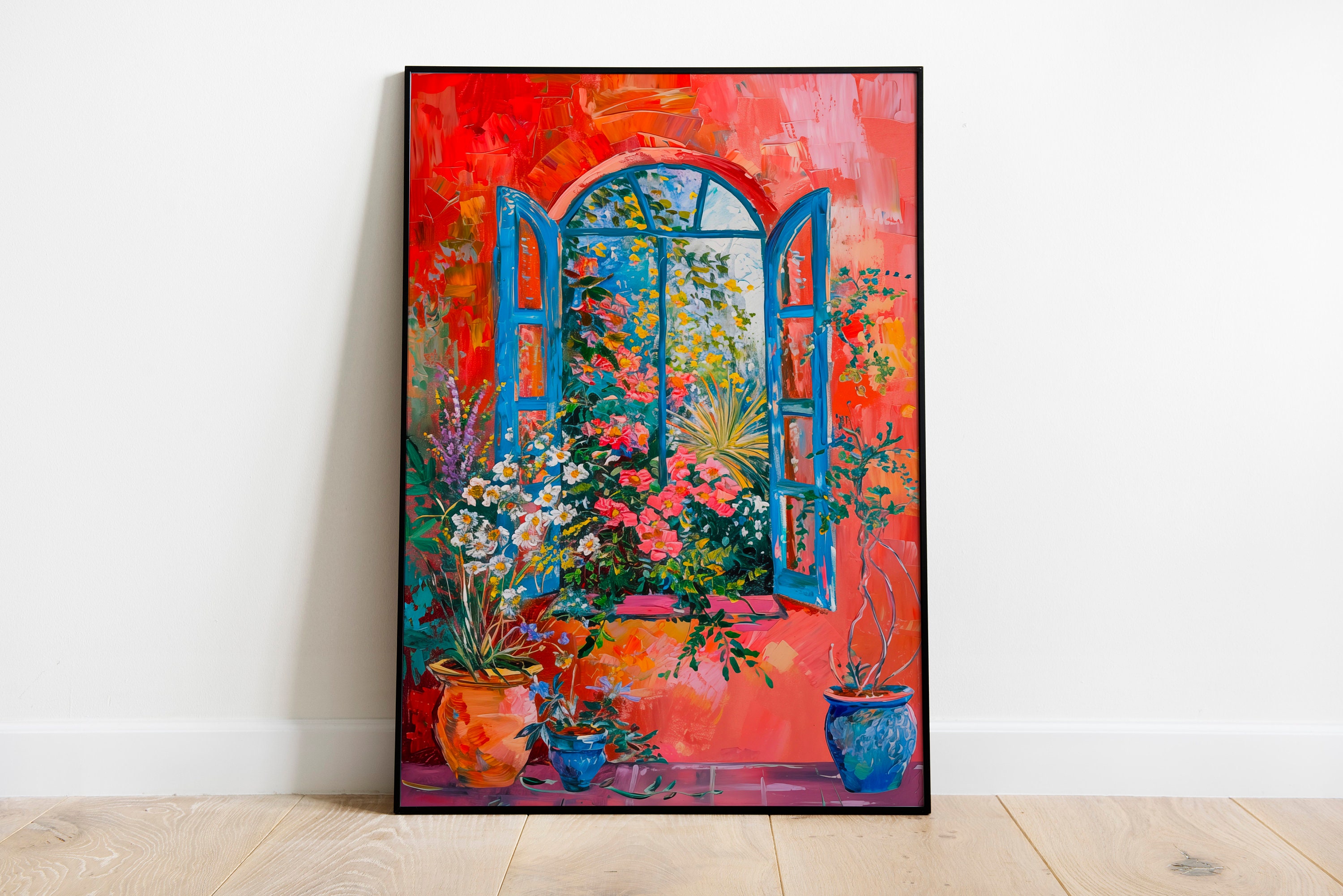 Flowers Wall Art, Vibrant Colors Wall Decor, Colorful Maximalist Fine ...