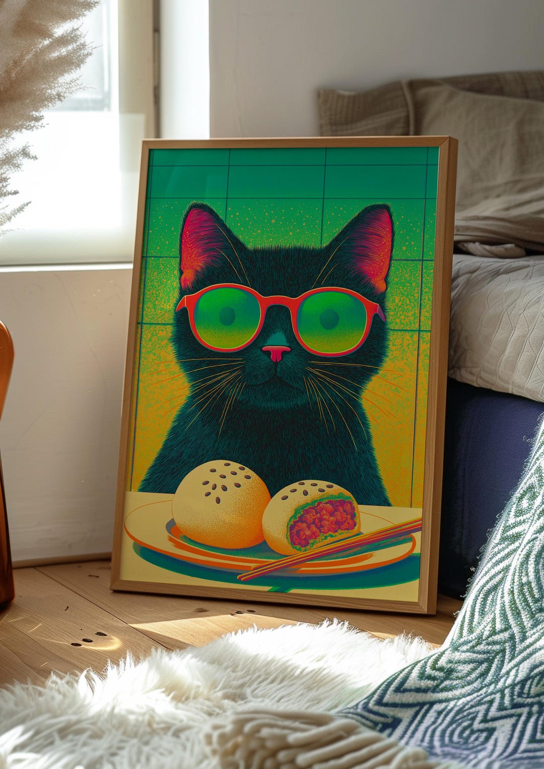 Cool Cat With Glasses Art Print, Retro Feline Wall Decor - Etsy UK