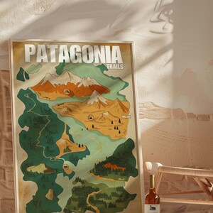 Patagonia Trails Map Poster: Vintage Hiking Art (digital Download) - Etsy