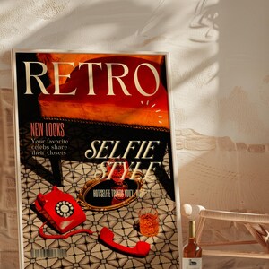 Retro Magazine Cover Poster, Vintage Inspired Selfie Style Art Print ...