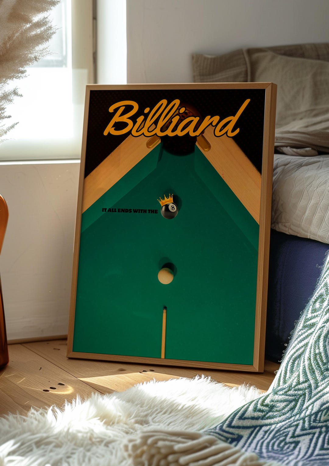 Billiard Poster It All Ends With the 8 Ball, Motivational Pool Art ...