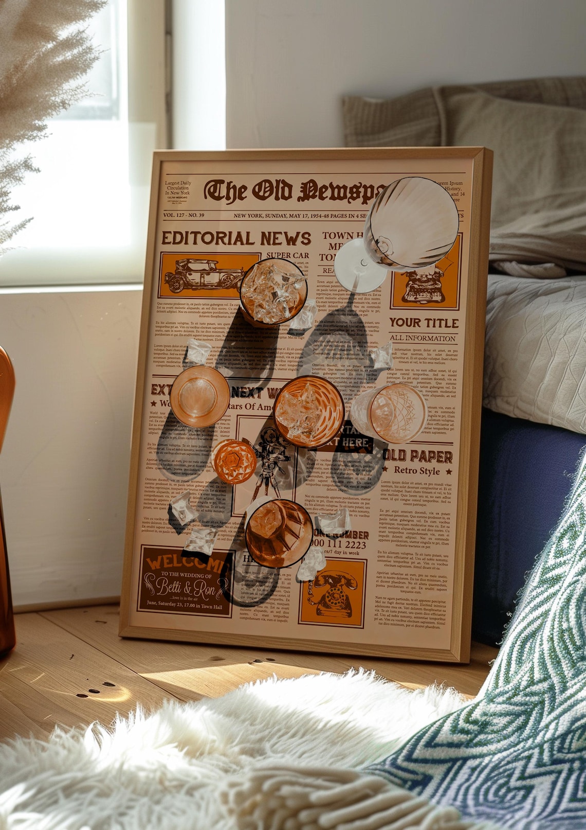 Vintage Glassware Newspaper Poster: Retro Still Life Art Print - Etsy
