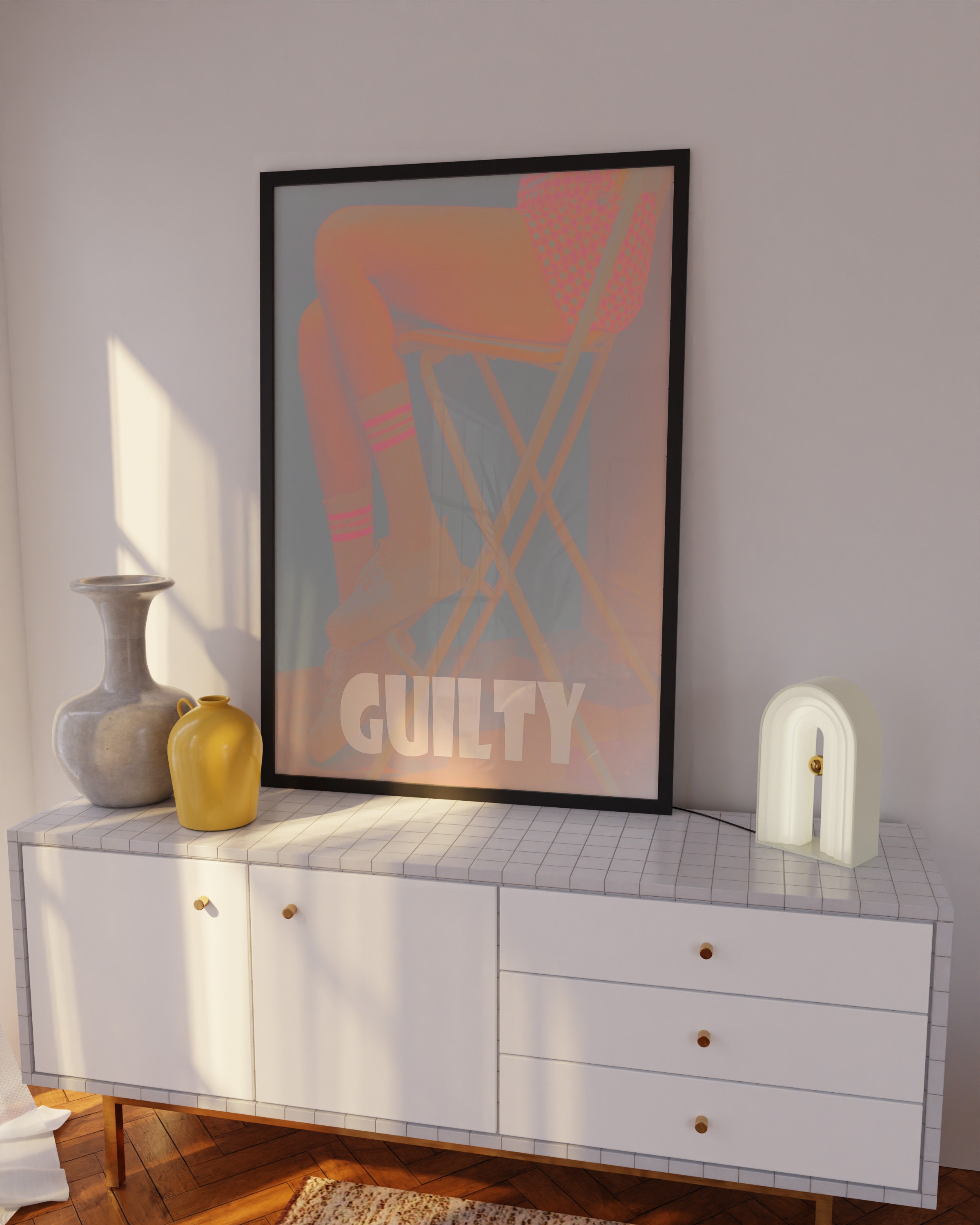 Guilty Poster, Funky Poster, Retro Wall Art, Bar Cart Art, 80s Retro ...