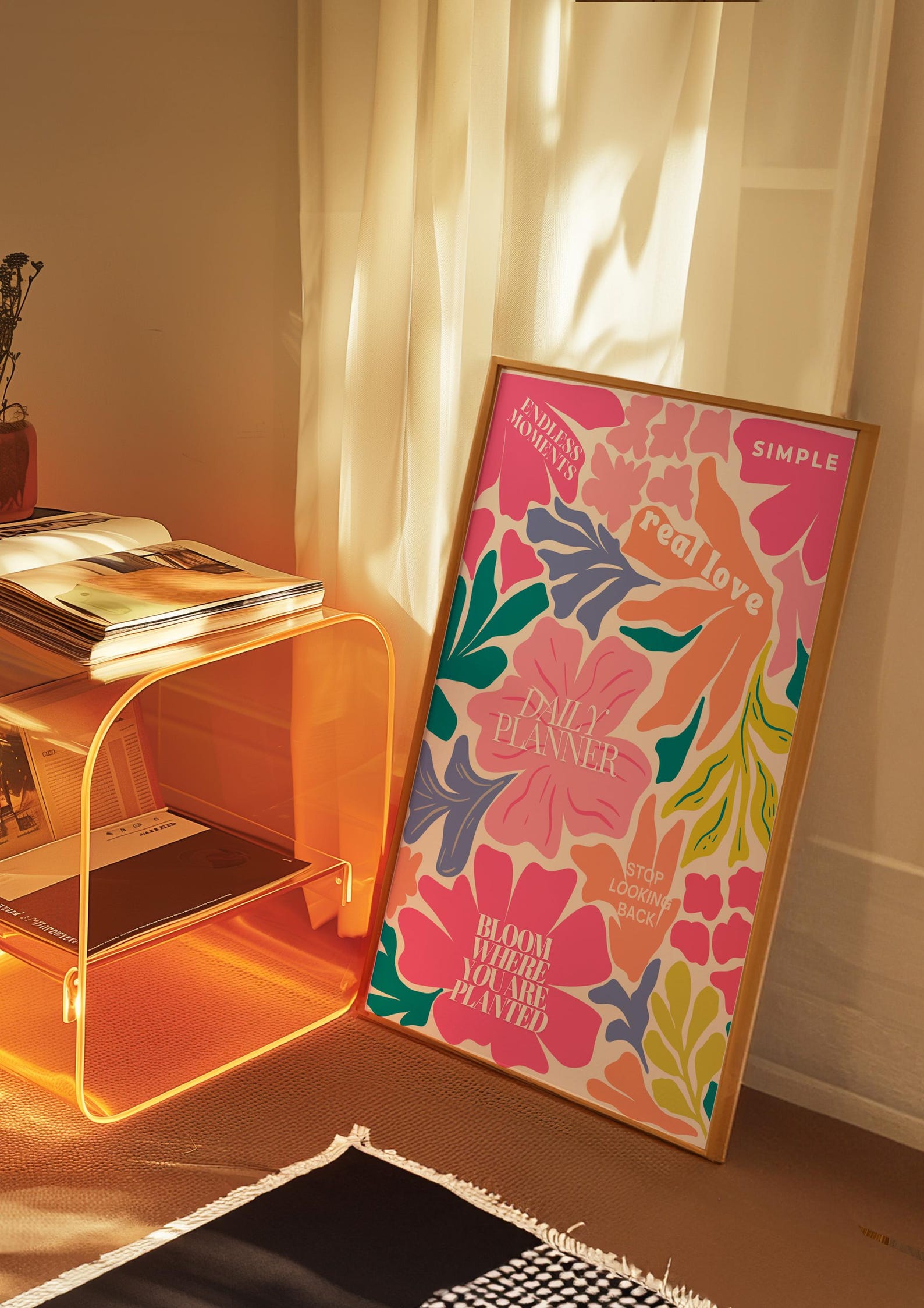 Floral Daily Planner Poster: Matisse Style Inspirational Print (digital ...