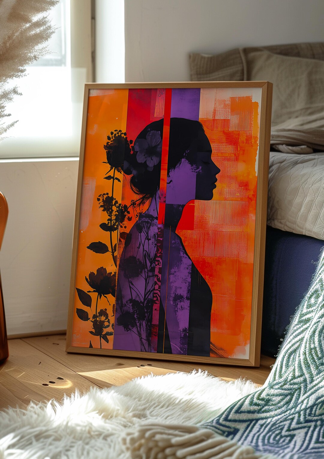 Abstract Female Portrait Print: Modern Floral Silhouette Art - Etsy