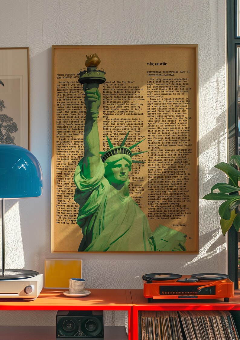 Statue of Liberty Typography Poster: Retro Newspaper Art (digital ...