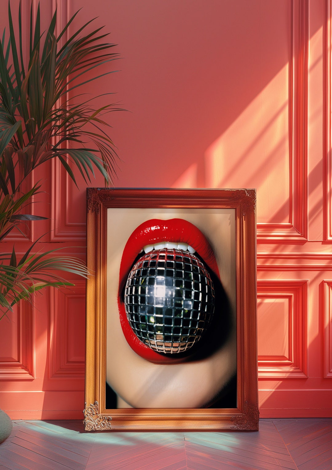 Disco Magazine Poster, 70s Wall Print, Red Lips Art, Newspaper Poster ...