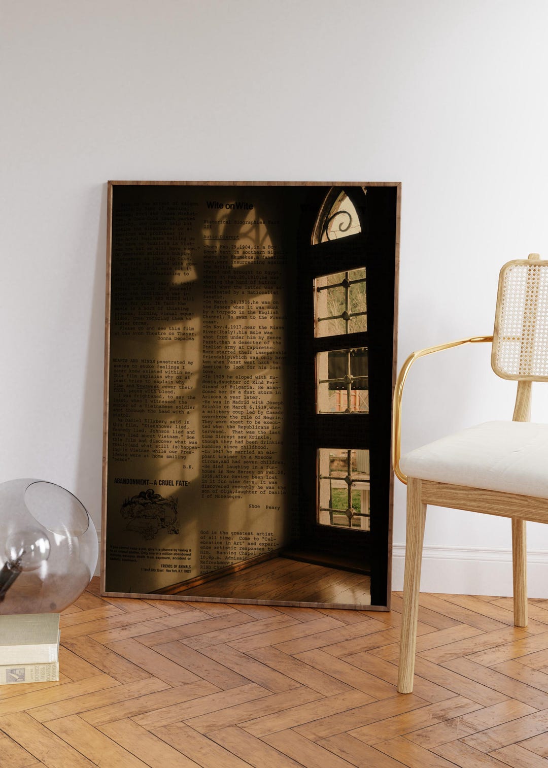 Vintage Window Light Print: Newspaper Shadow, Cozy Room Decor (digital ...