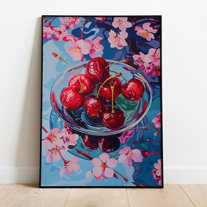 Cherry Poster Cherries Print Trendy Funky Wall Art Digital Download ...