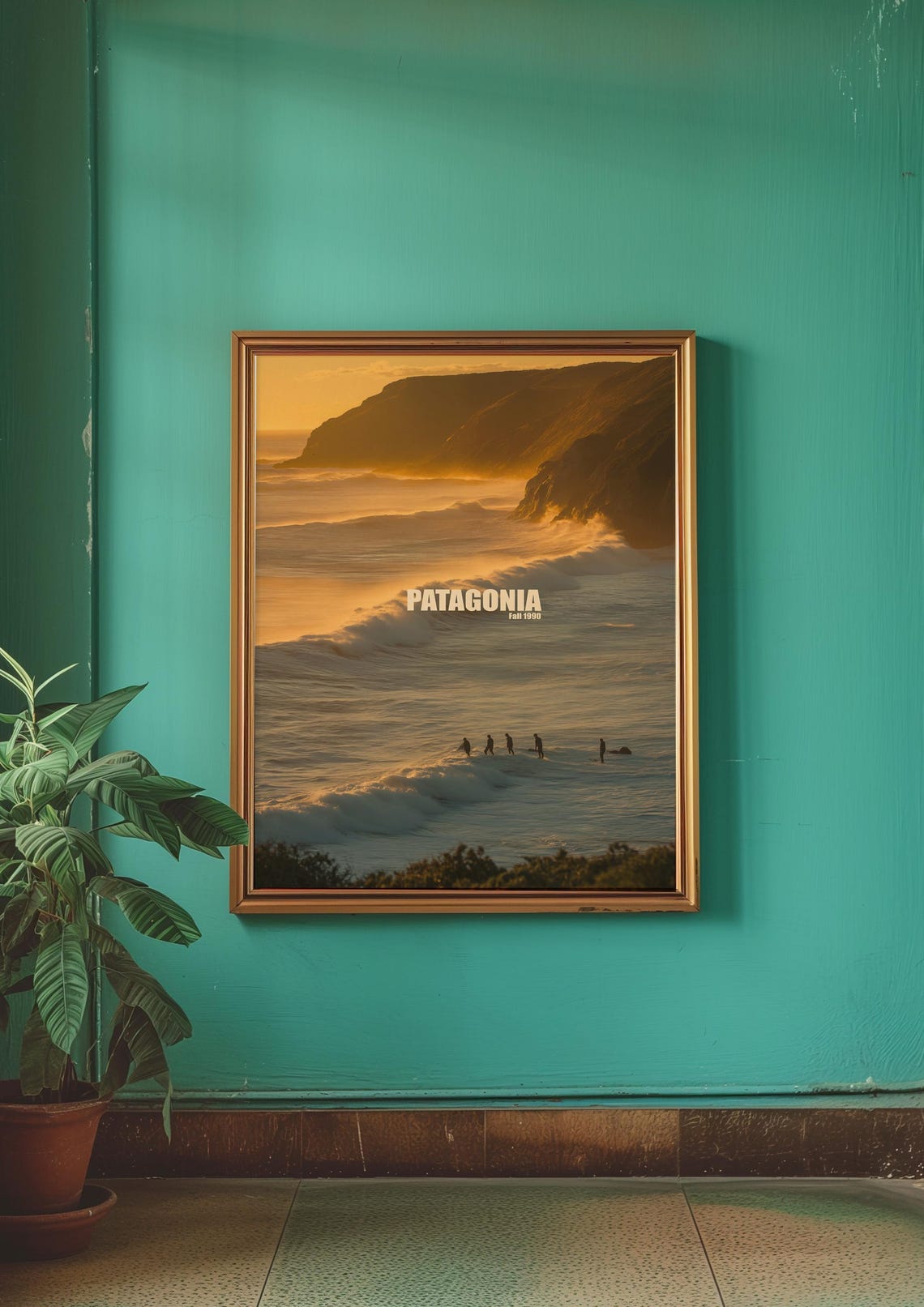 Patagonia Sunset Poster: Golden Hour Ocean Waves, Surfing Art - Etsy