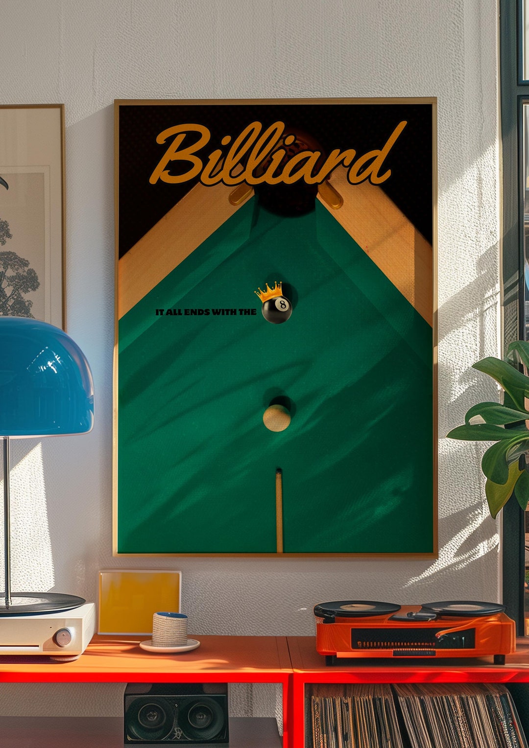 Billiards 8-ball Poster, Game Room Decor, Pool Table Art, It All Ends ...