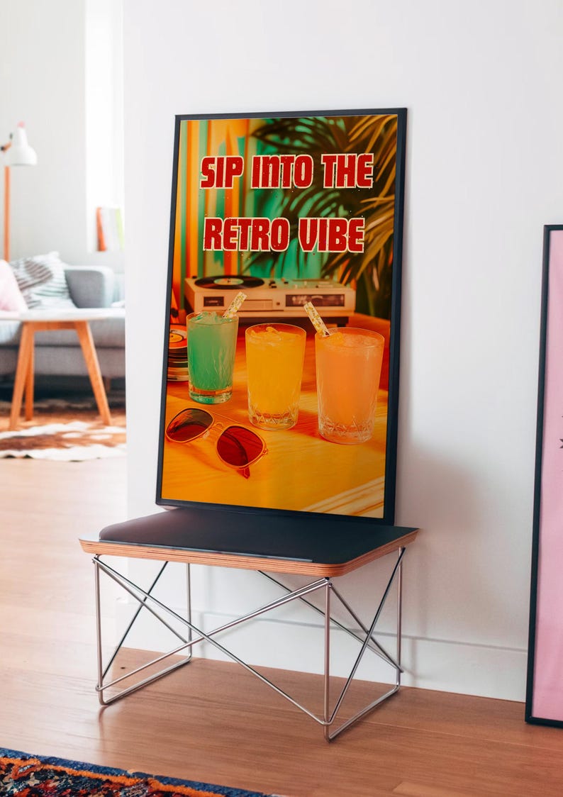 Retro Cocktail Art Print: 80s Neon Bar Decor (digital Download) - Etsy