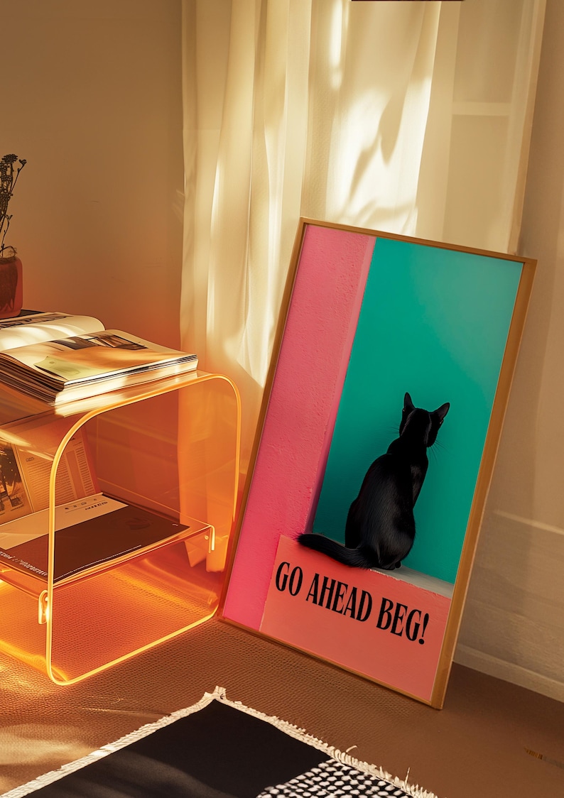 Modern Black Cat Art Print: Minimalist Home Decor - Etsy