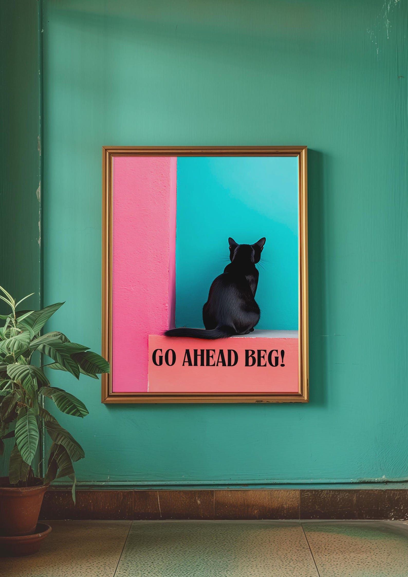 Modern Black Cat Art Print: Minimalist Home Decor - Etsy