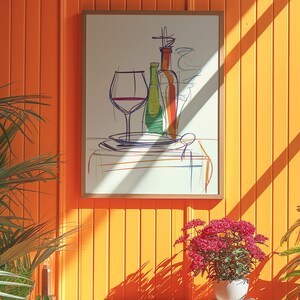 70s Retro Line Art Poster: Kitchen & Bar Wall Decor (digital Download ...