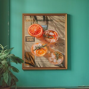 Retro Cocktail Print: 70s Newspaper Art Poster - Etsy