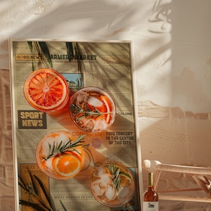 Retro Cocktail Print: 70s Newspaper Art Poster - Etsy