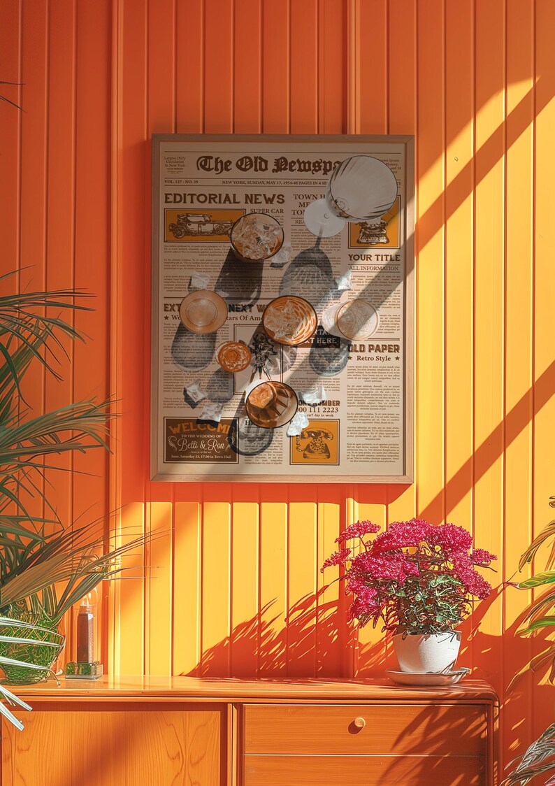 Vintage Glassware Newspaper Poster: Retro Still Life Art Print - Etsy