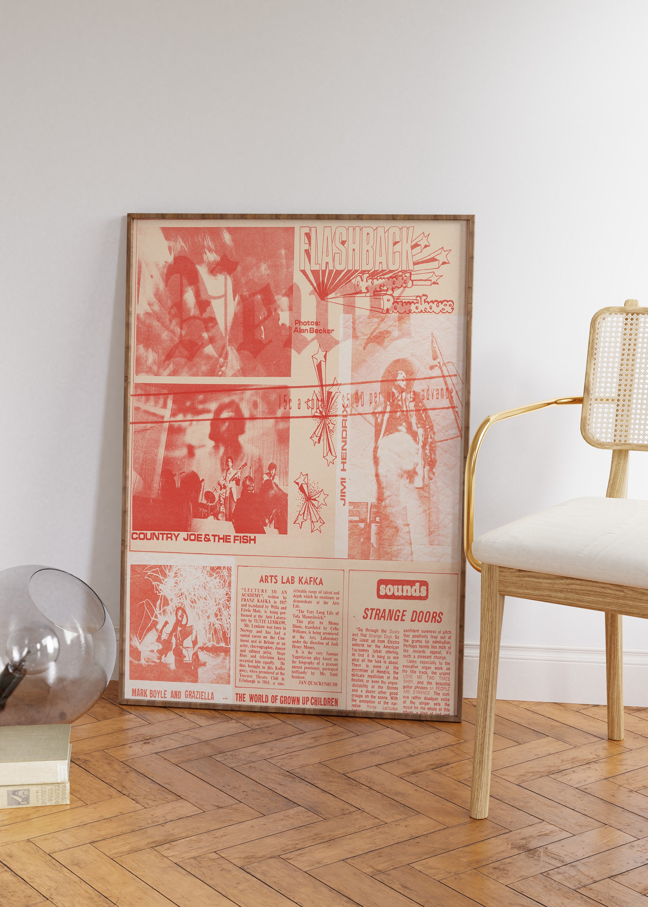 Red Newspaper Print, Retro Psychedelic 70s Wall Art (digital Download ...