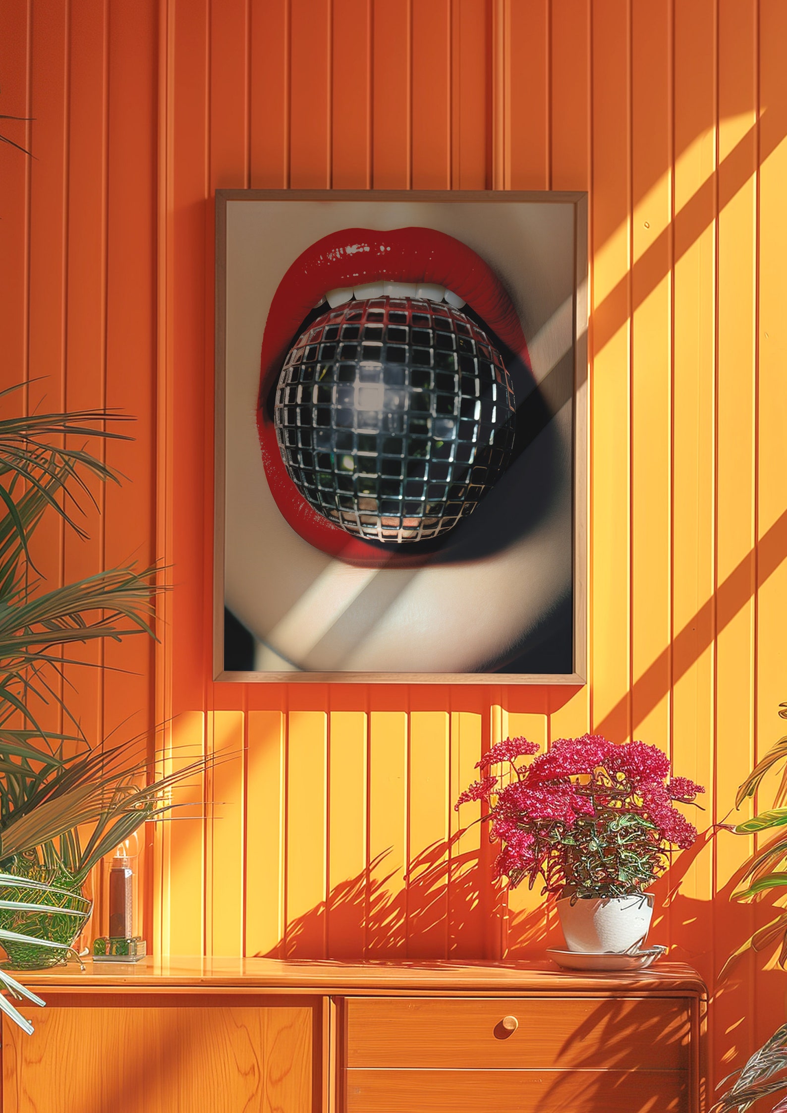 Disco Ball Lips Poster: 70s Retro Wall Art (digital Download) - Etsy