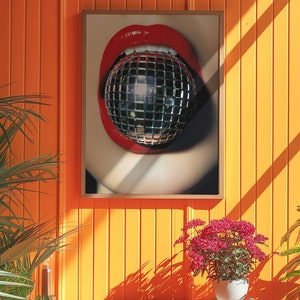 Disco Ball Lips Poster: 70s Retro Wall Art (digital Download) - Etsy
