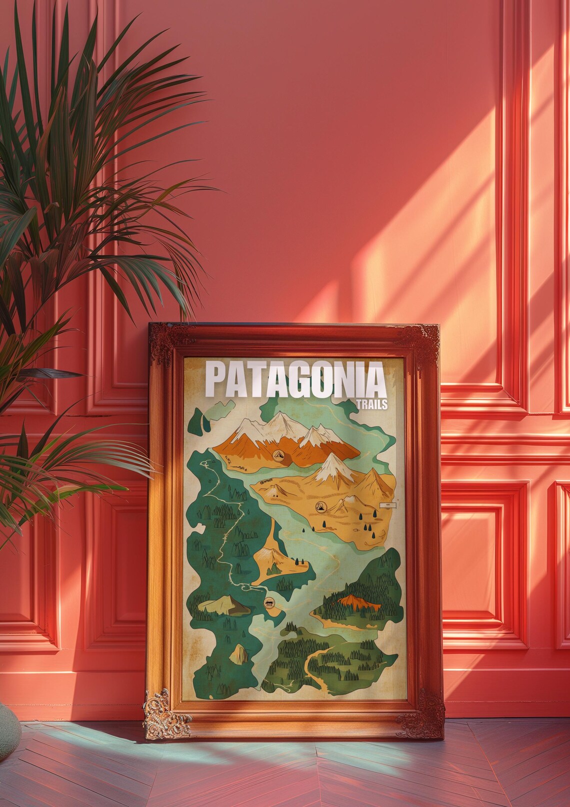 Patagonia Trails Map Poster: Vintage Hiking Art (digital Download) - Etsy