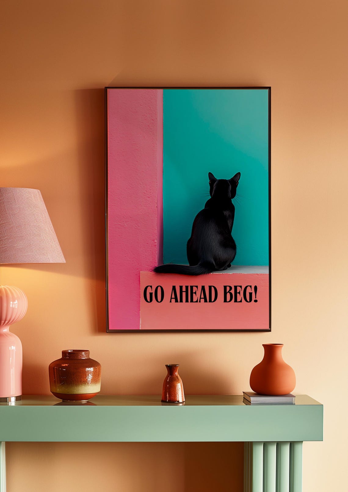 Modern Black Cat Art Print: Minimalist Home Decor - Etsy
