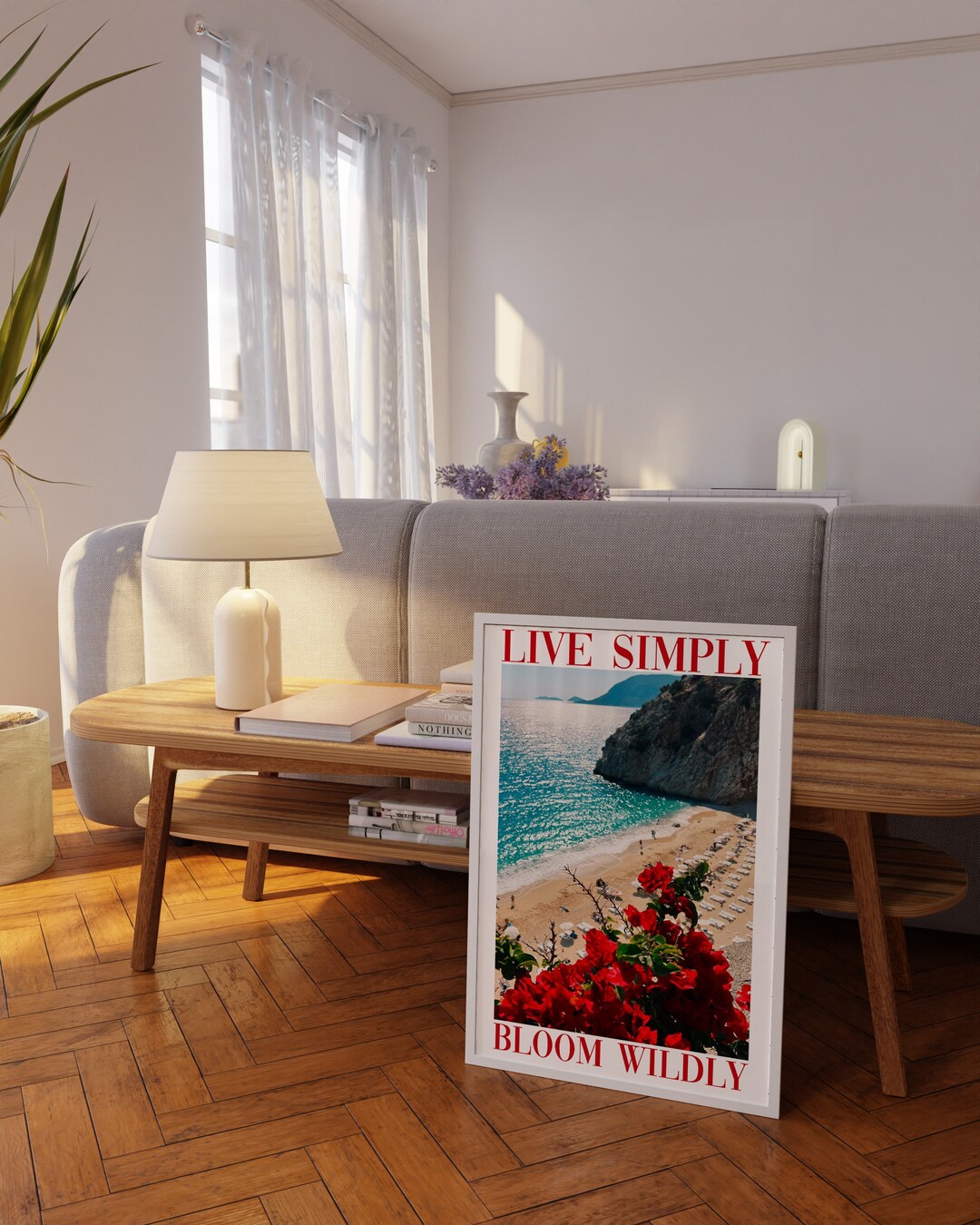 Sun Poster, 70s Wall Print, Red Wall Art, Sea Poster, Summer House ...