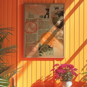 Vintage Collage Art Print, Retro Disco Ball and Glassware Poster ...