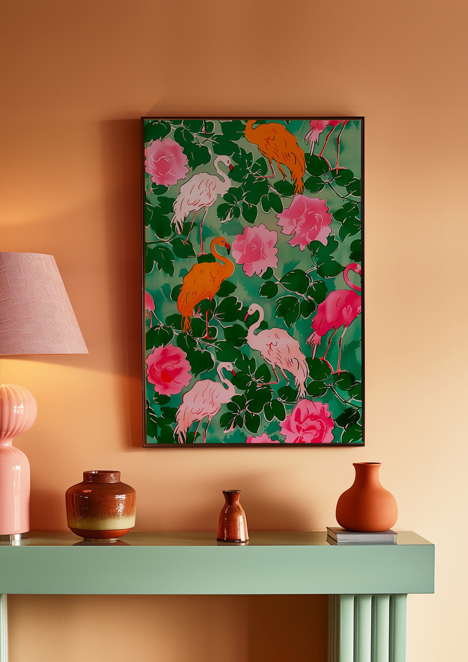 Psychedelic Flamingo Art Print: Kitsch Bathroom Decor (digital Download ...