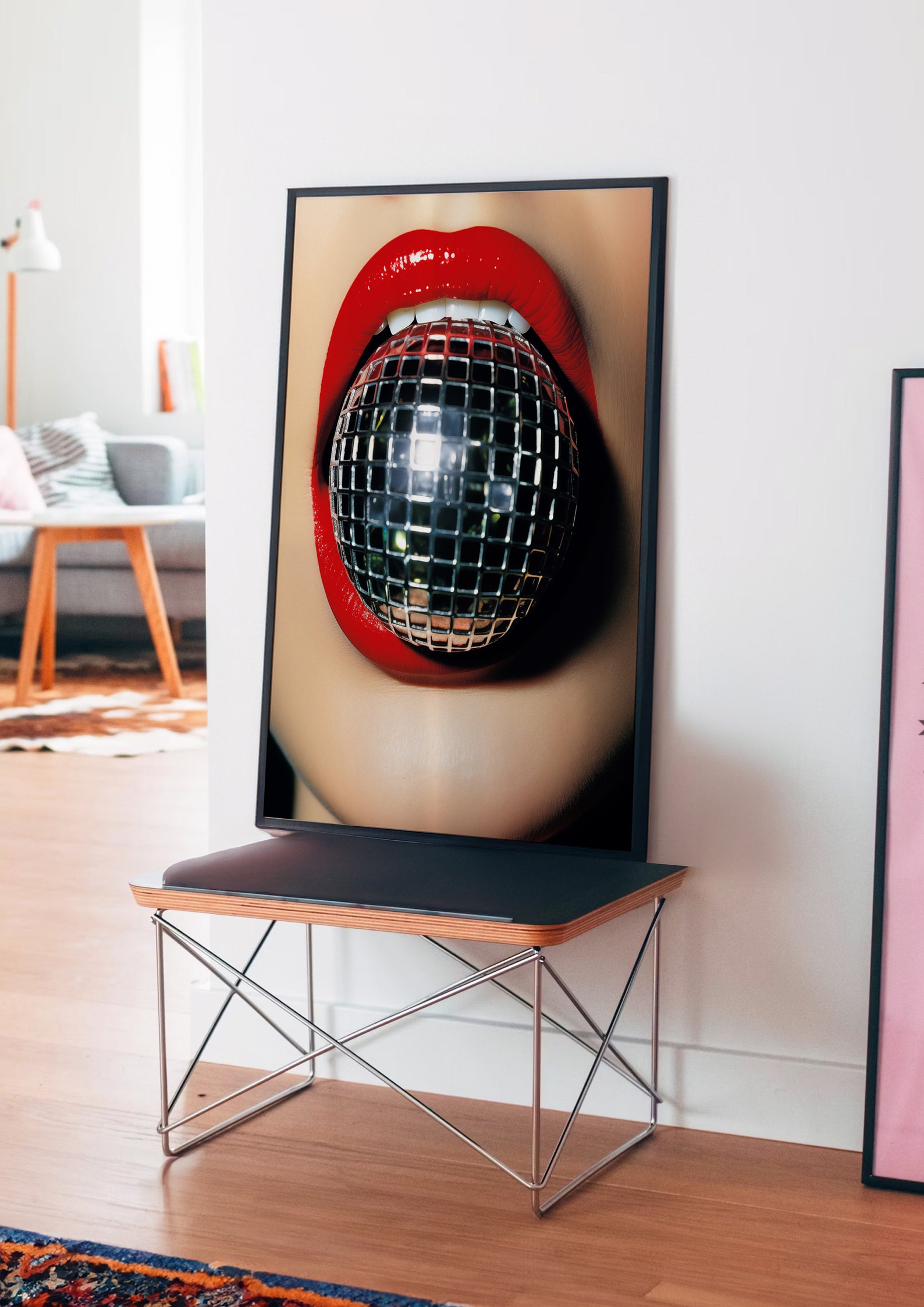 Disco Ball Lips Poster: 70s Retro Wall Art (digital Download) - Etsy