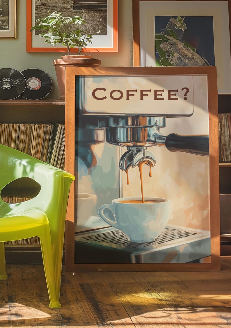 Retro Coffee Machine Poster: Modern Kitchen Art Print - Etsy
