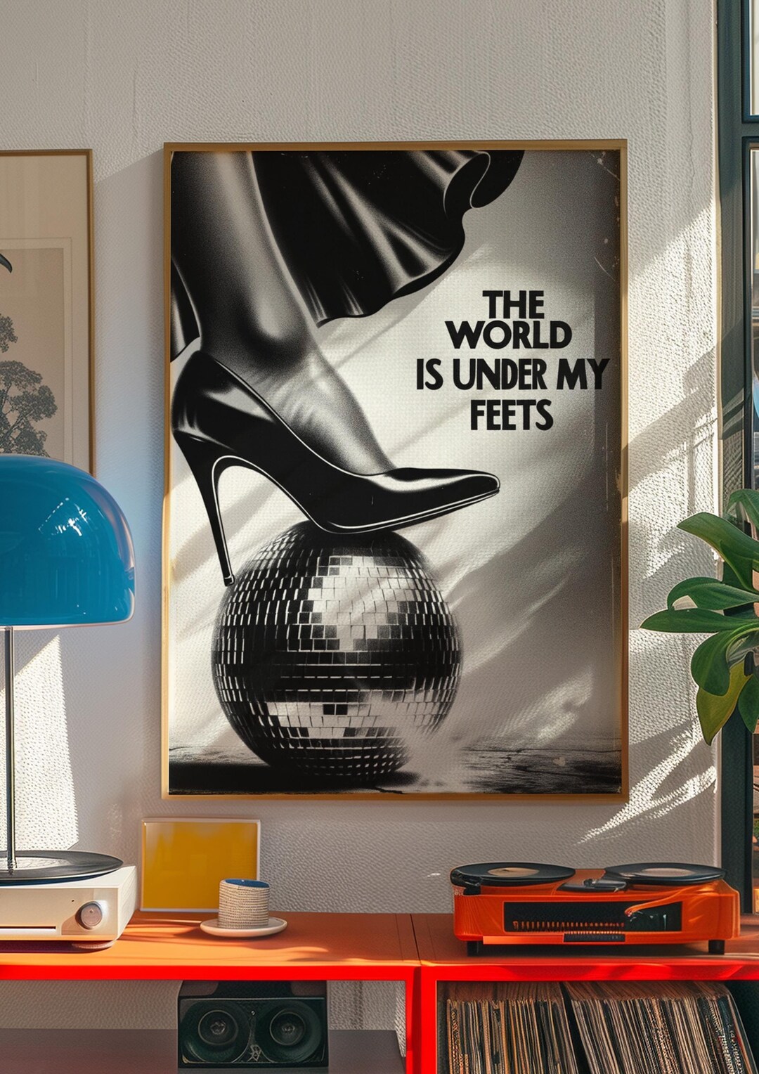 High Heel Disco Ball Art Print: Black and White Fashion Poster (digital ...