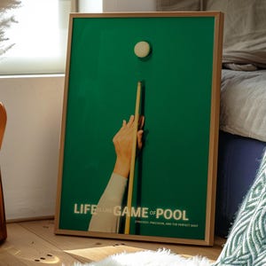 Life is Like a Game of Pool Poster, Inspirational Billiards Art Print ...