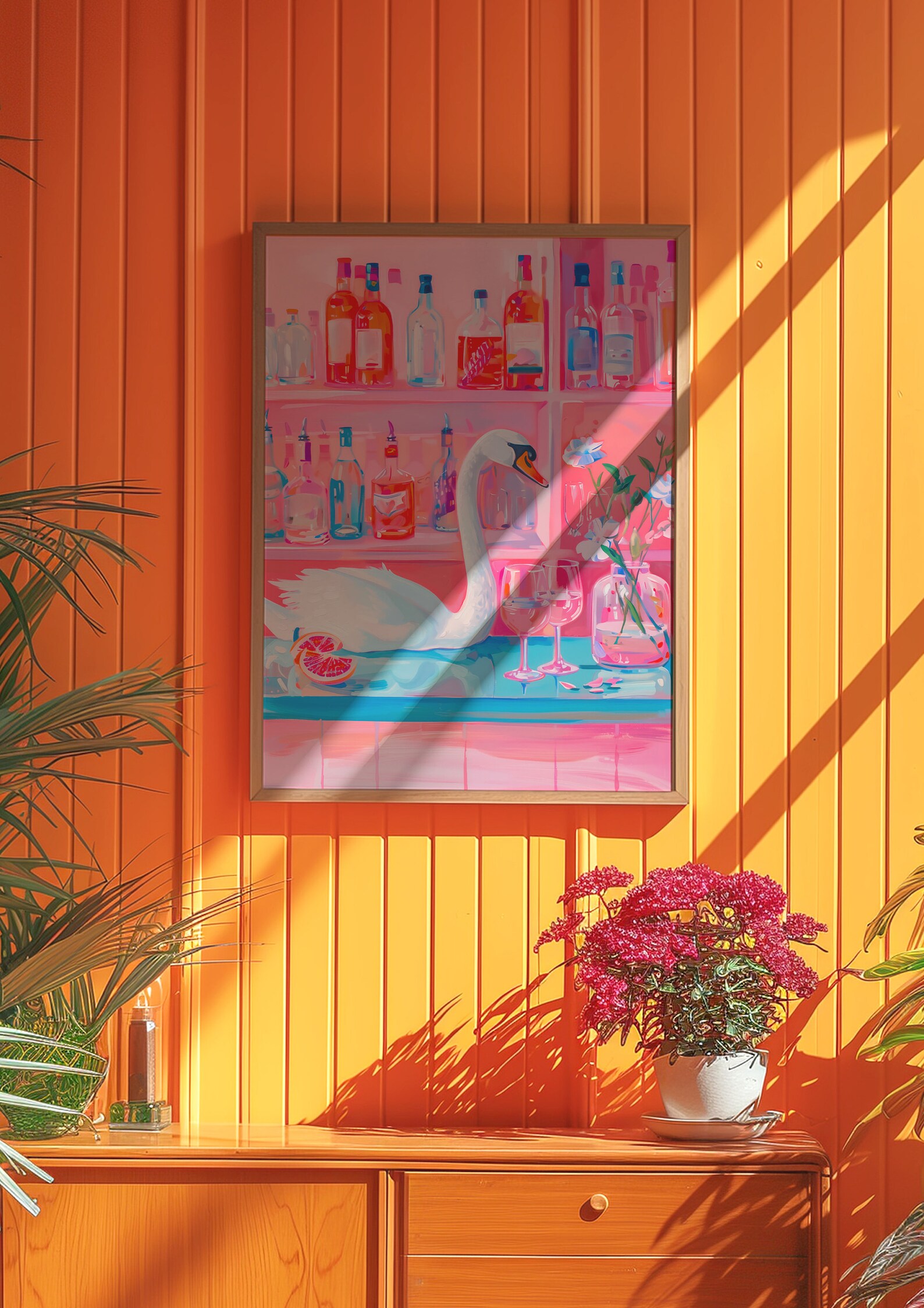 White Swan Bar Print: Dopamine Kitchen Art (digital Download) - Etsy