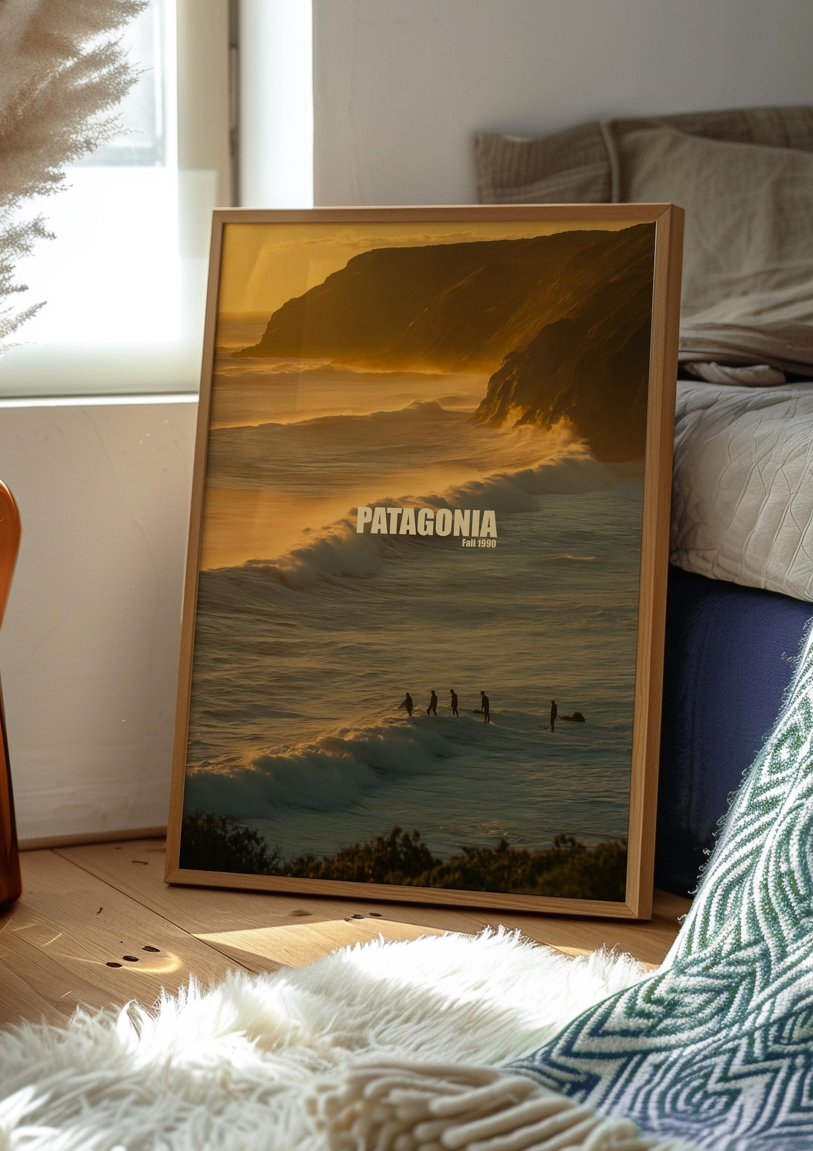 Patagonia Sunset Poster: Golden Hour Ocean Waves, Surfing Art - Etsy