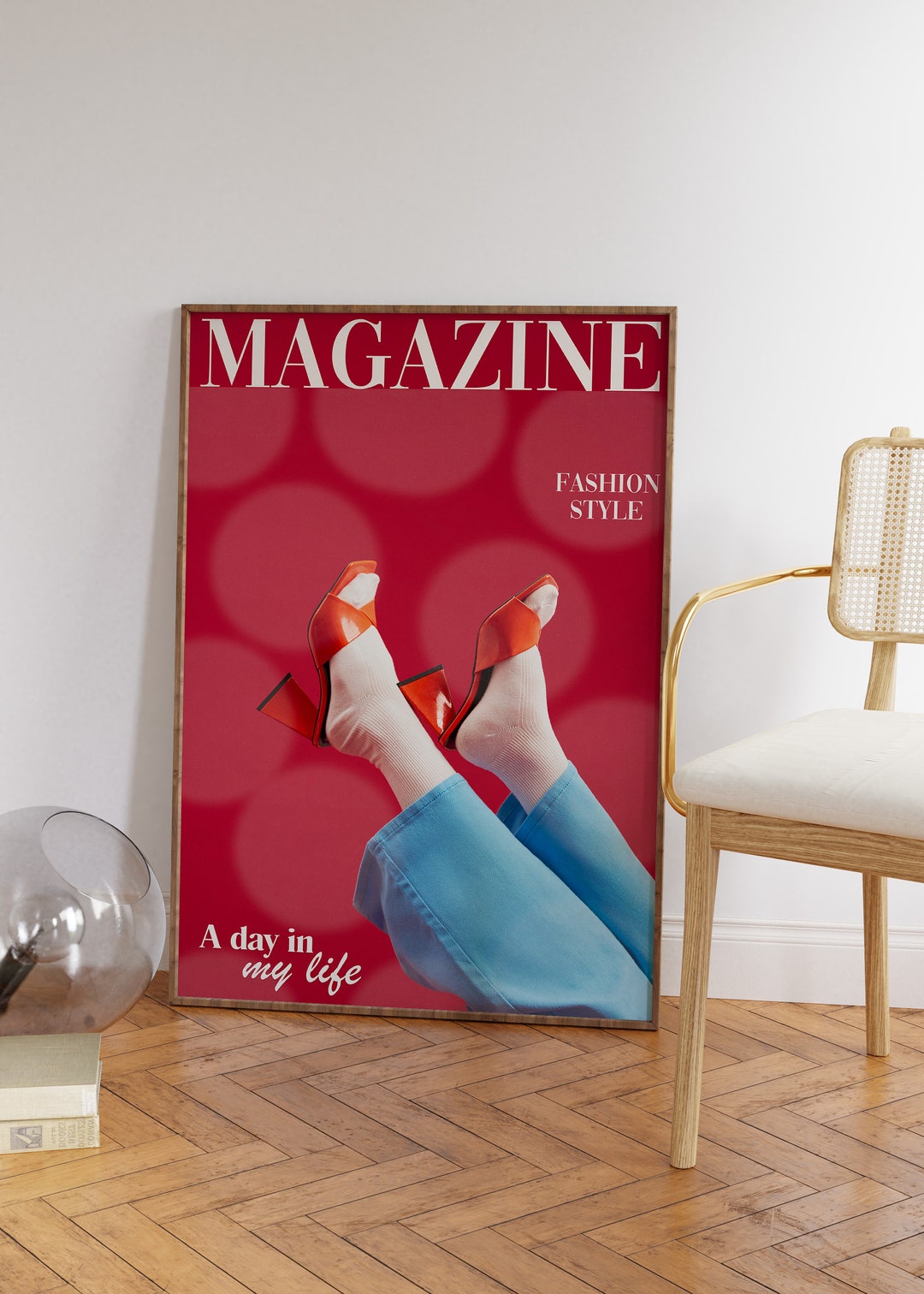 Vogue Magazine Poster, 70s Wall Print, Red Wall Art, Newspaper Poster ...