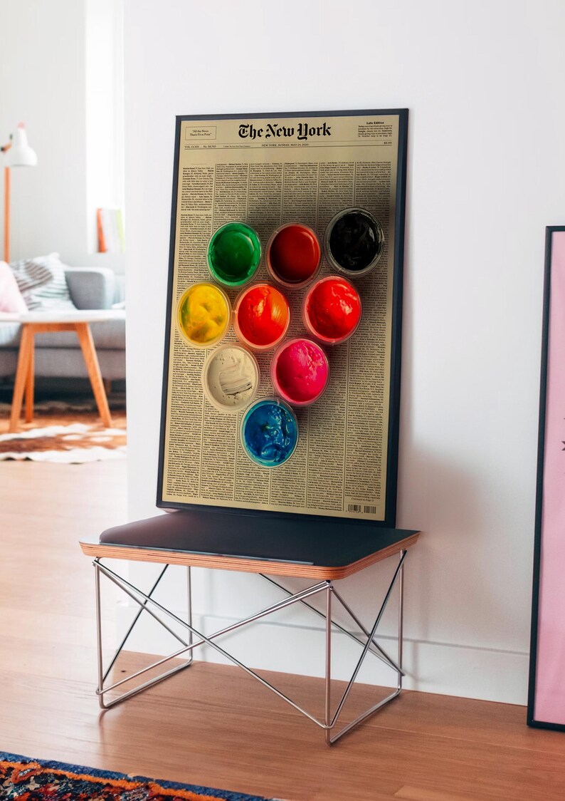 Retro Newspaper Pop Art Print: Bold Color Studio Decor (digital ...