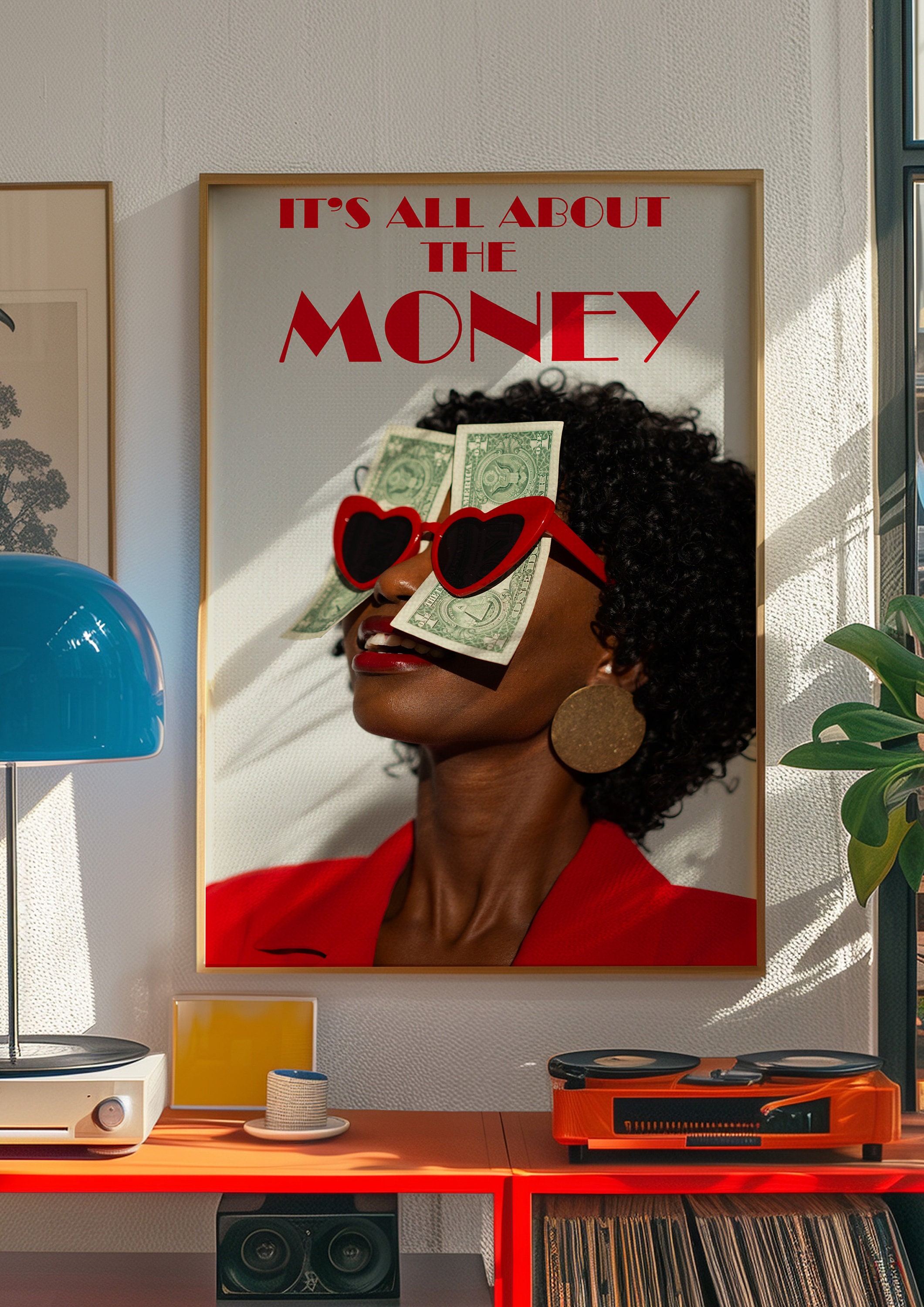 Money Magazine Poster, 70s Wall Print, Red Wall Art, Bedroom Wall Art ...