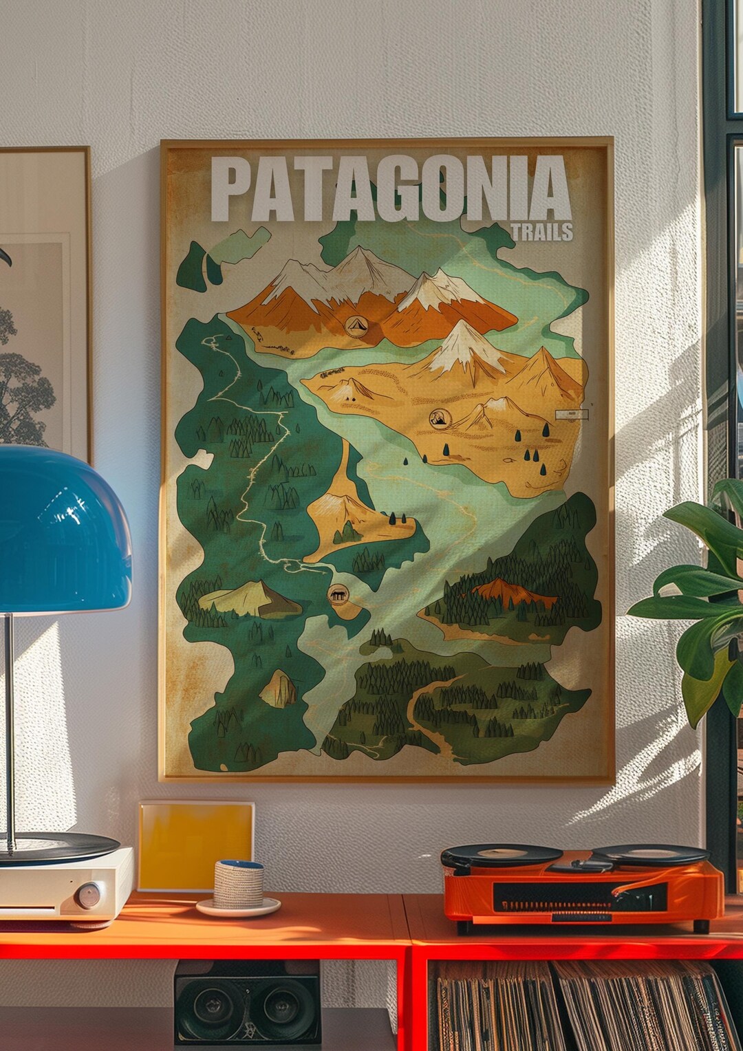 Patagonia Trails Map Poster: Vintage Hiking Art (digital Download) - Etsy