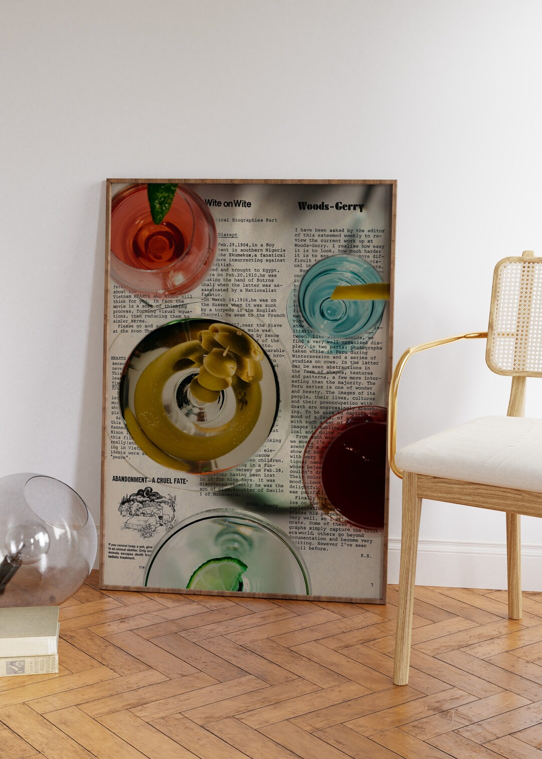 Retro Cocktail Newspaper Print: 70s Psychedelic Wall Art (digital ...