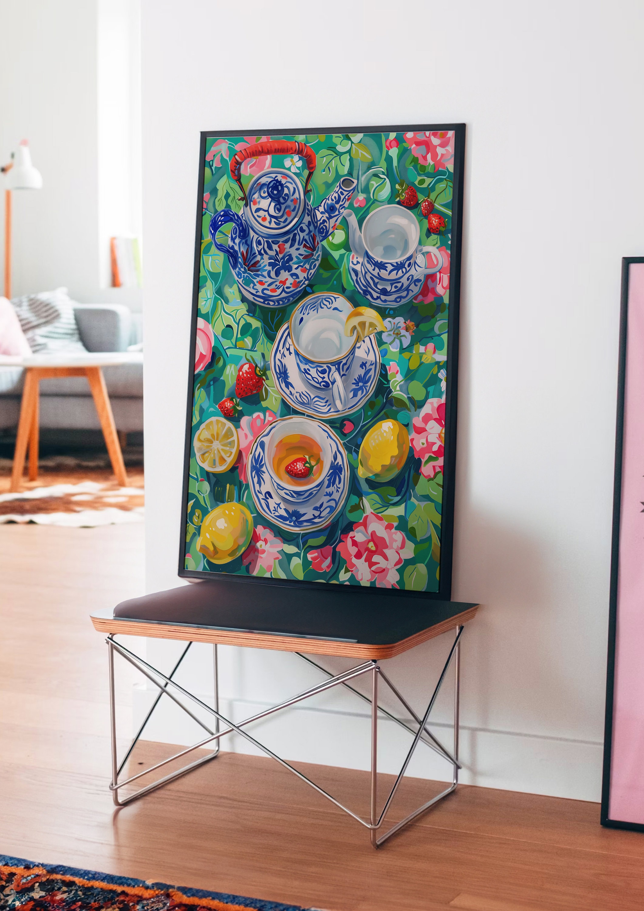 Floral Picnic Wall Art, Breakfast Wall Decor, Colorful Maximalist Fine ...