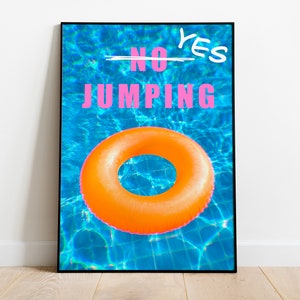 Pool Party Art Print: Retro No Jumping Poster (digital Download) - Etsy