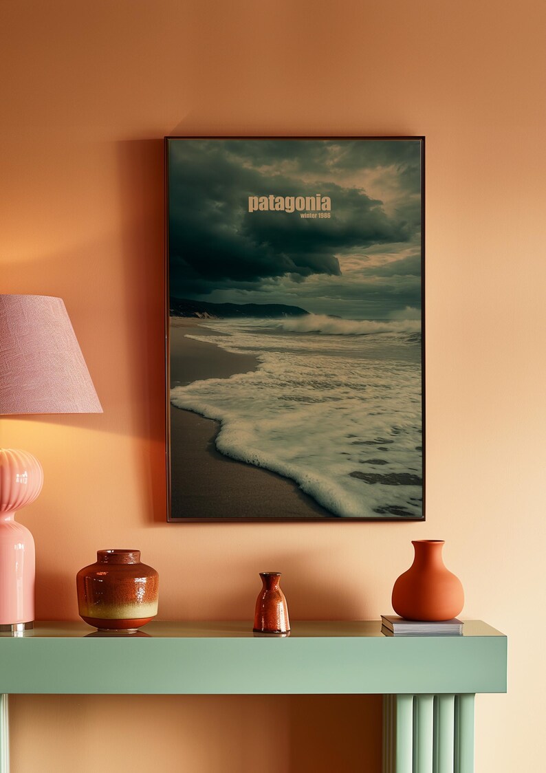 Patagonia Ocean Waves Vintage Poster: 1986 Storm Print (digital ...