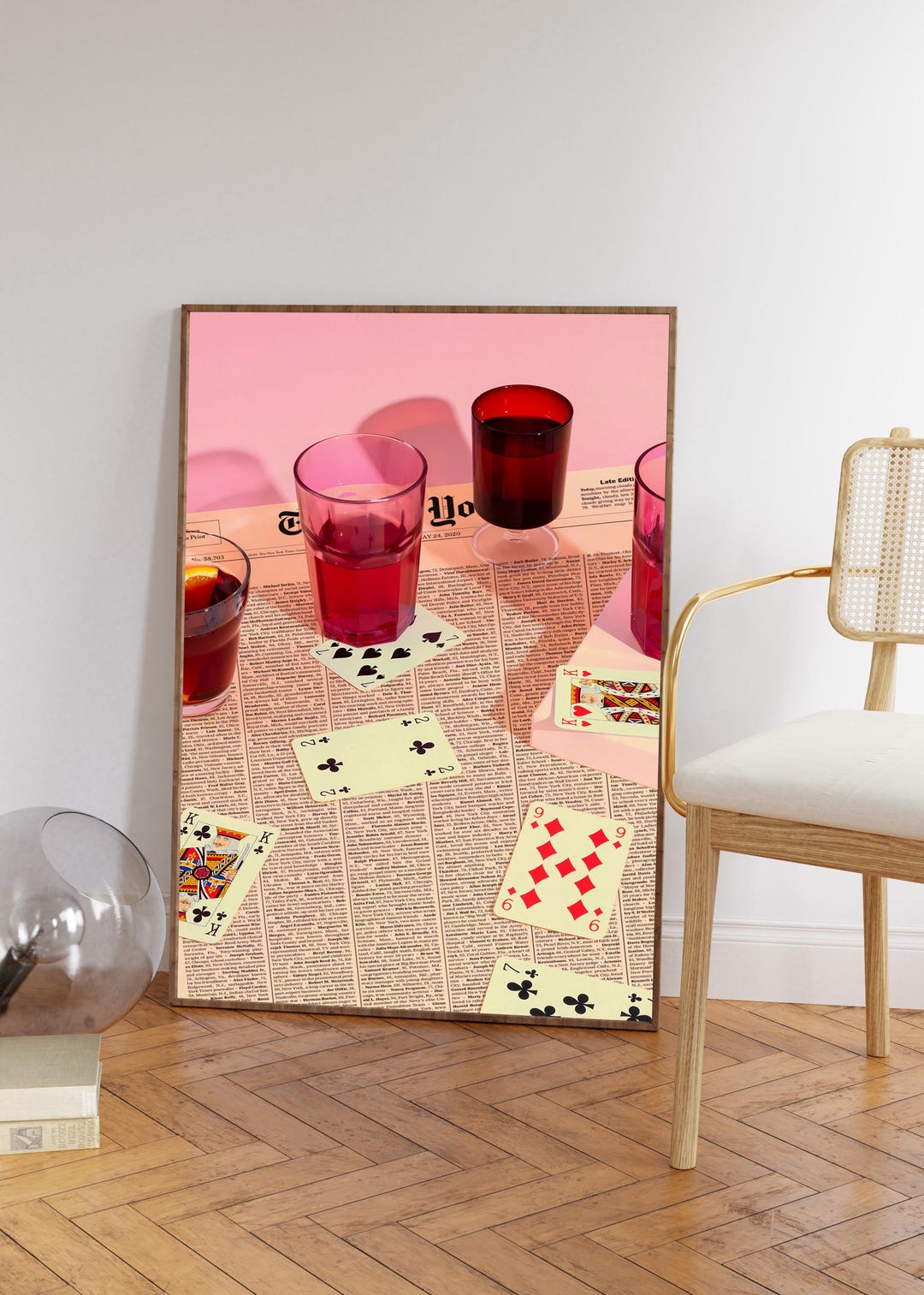 Retro Cocktail and Poker Art Print, 70s Style (digital Download) - Etsy