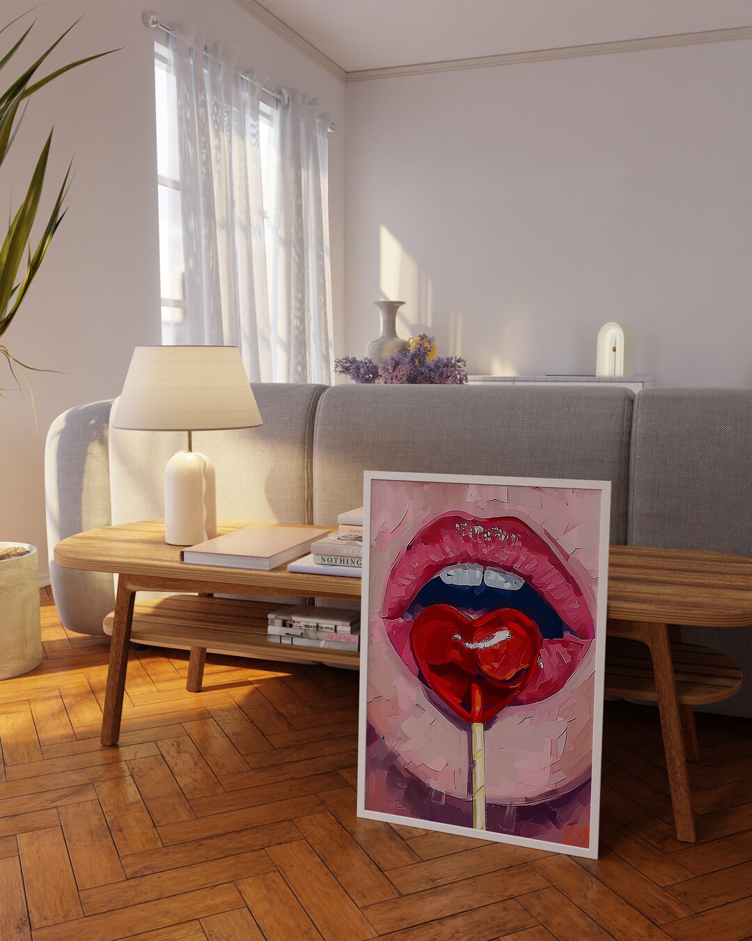 Lips Lollipop Heart Art Print: Preppy Pop Art Style - Etsy