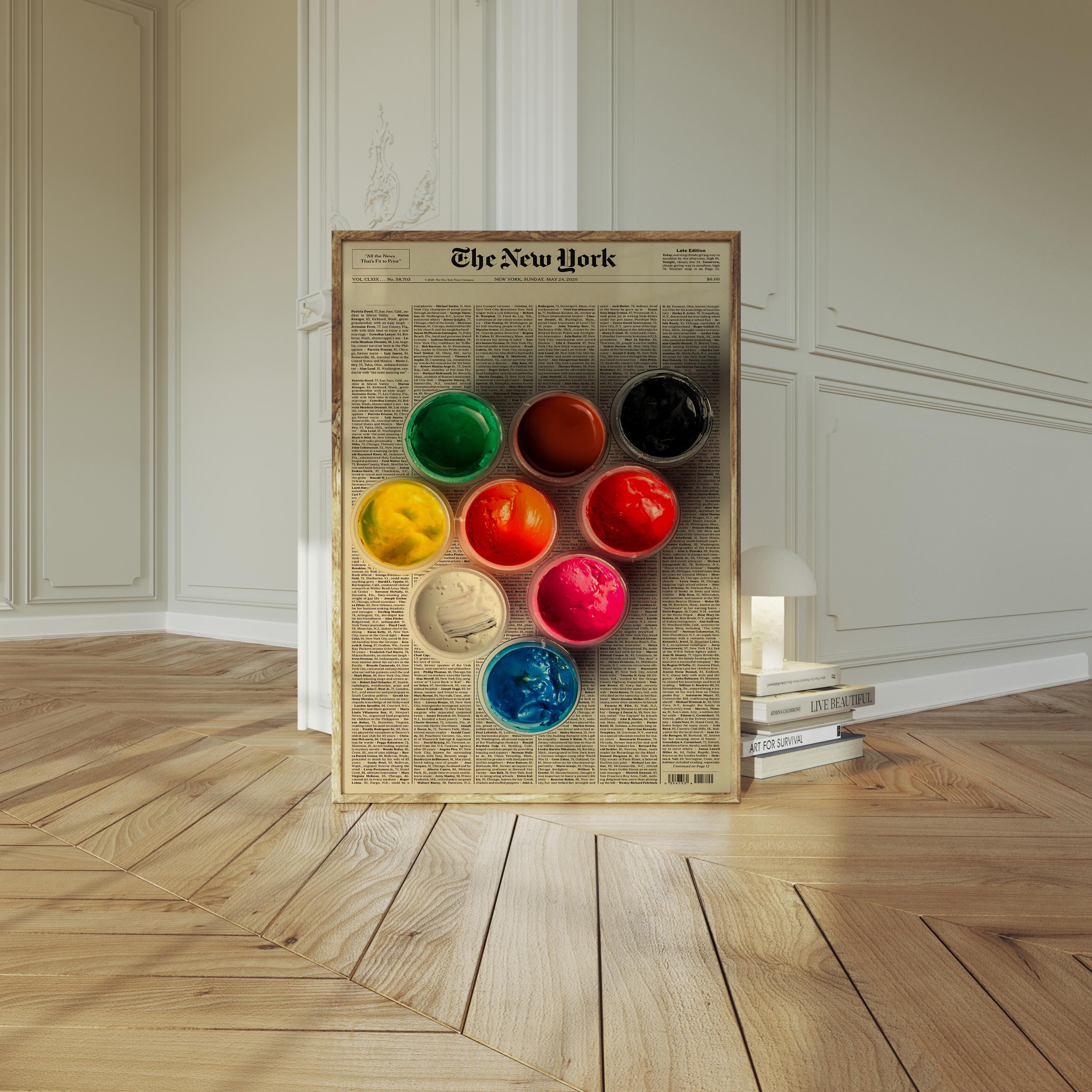 Retro Newspaper Pop Art Print: Bold Color Studio Decor (digital ...