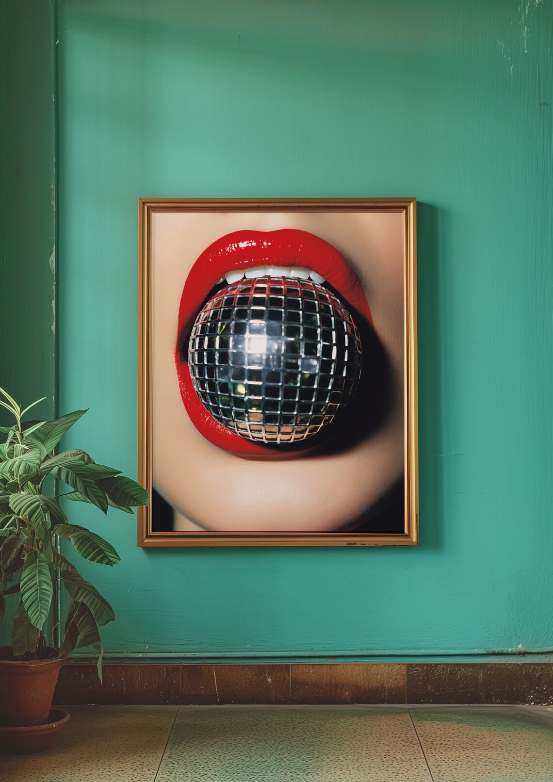 Disco Ball Lips Poster: 70s Retro Wall Art (digital Download) - Etsy