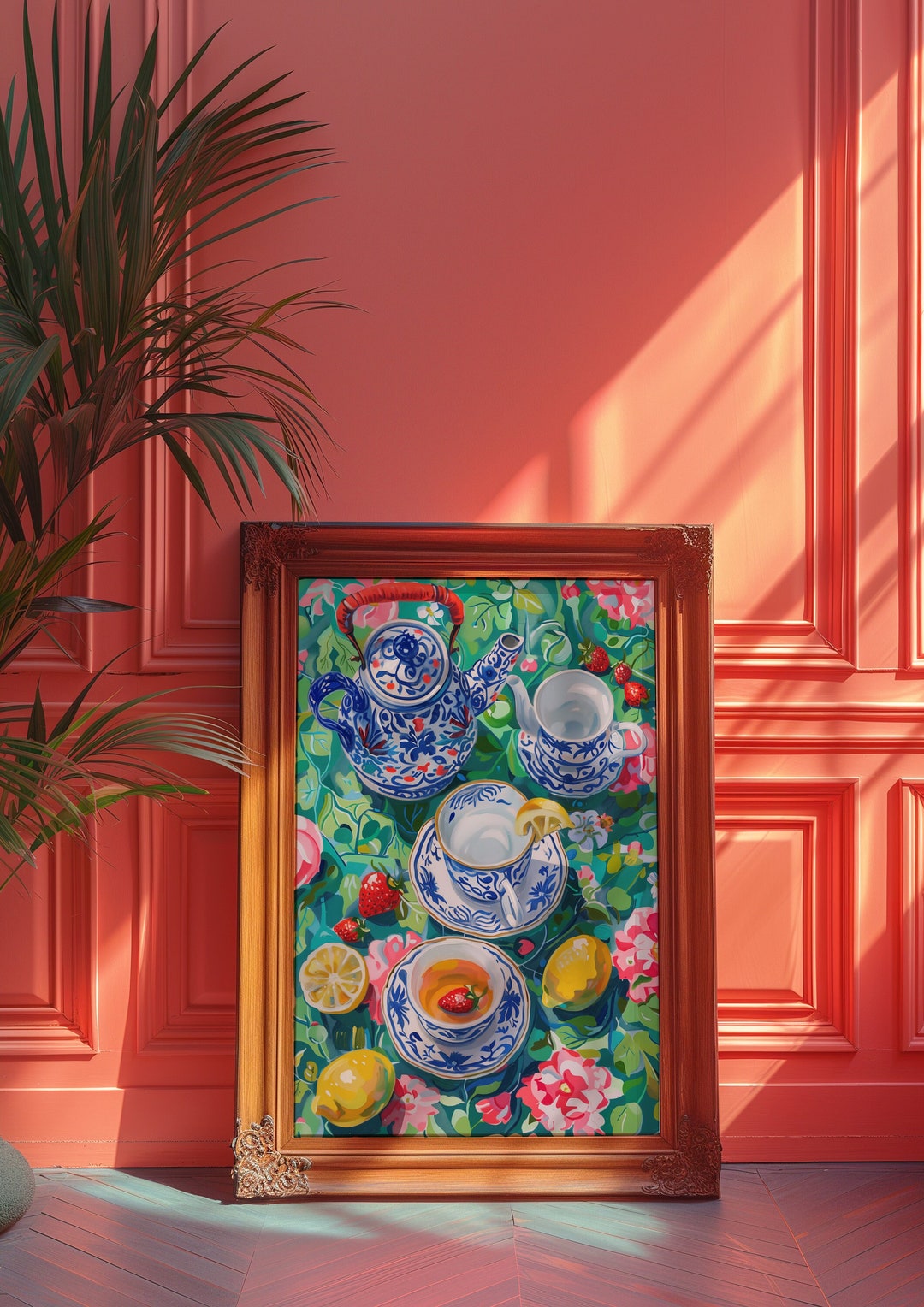 Floral Picnic Wall Art, Breakfast Wall Decor, Colorful Maximalist Fine ...