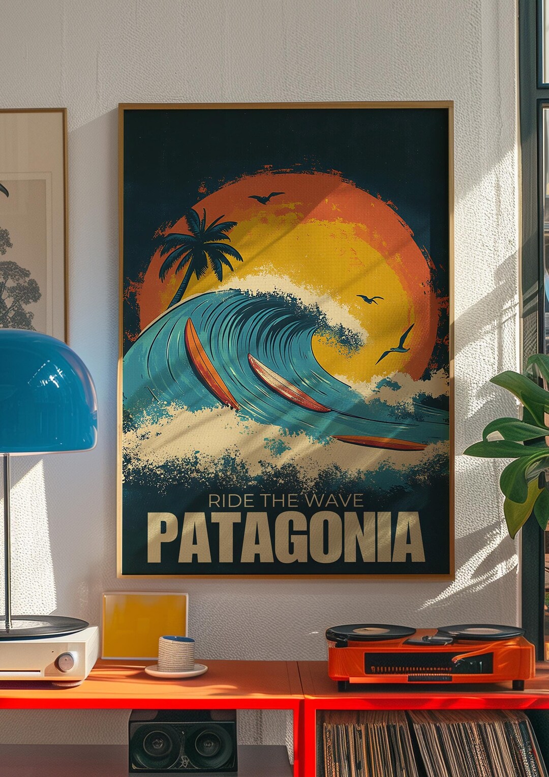Patagonia Retro Wave Poster, Vintage Surf Art Ocean, Adventure Print ...